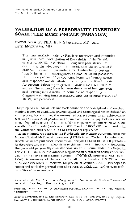 (PDF) Validation of A Personality Inventory Scale: The MCMIP-Scale ...
