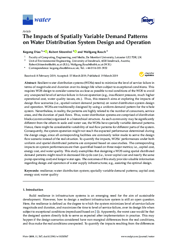 (PDF) The Impacts of Spatially Variable Demand Patterns on Water ...