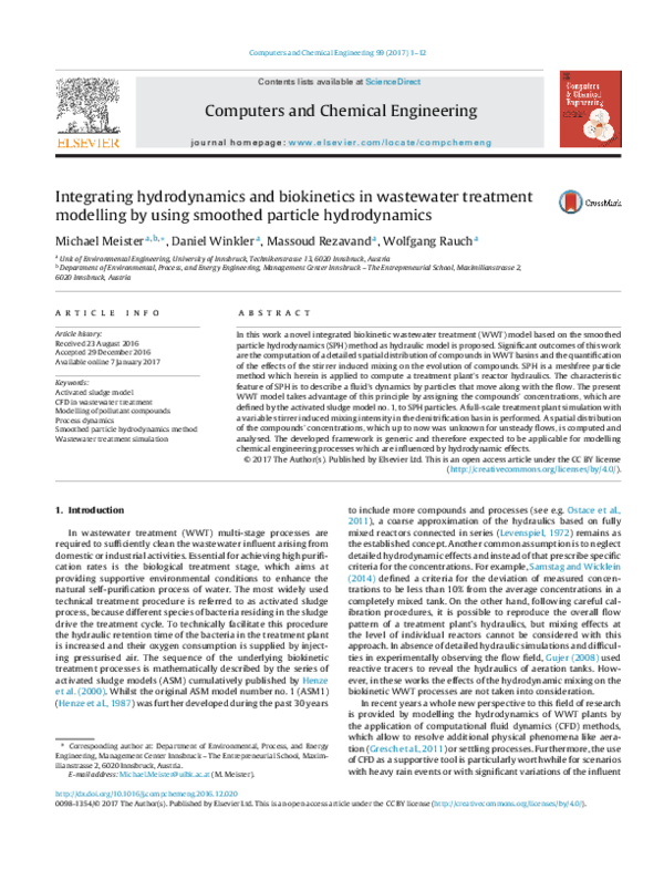(PDF) Integrating hydrodynamics and biokinetics in wastewater treatment modelling by using ...