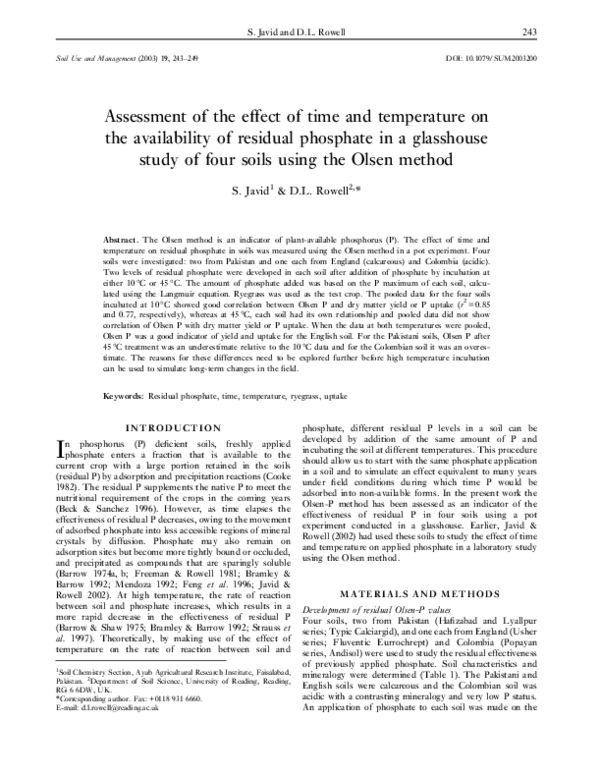 (PDF) Assessment of the effect of time and temperature on the ...
