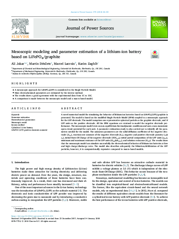 (PDF) Mesoscopic modeling and parameter estimation of a lithium-ion ...