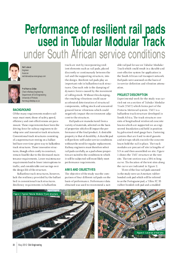 (PDF) Performance of resilient rail pads used in Tubular Modular Track ...