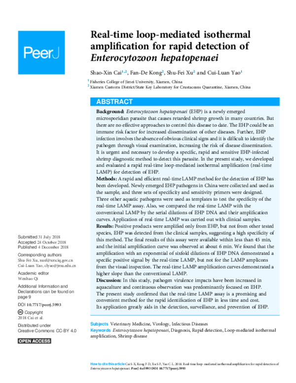 (PDF) Real-Time Loop-Mediated Isothermal Amplification Technique