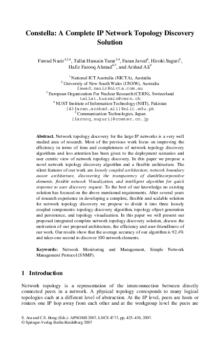 Pdf Constella A Complete Ip Network Topology Discovery Solution