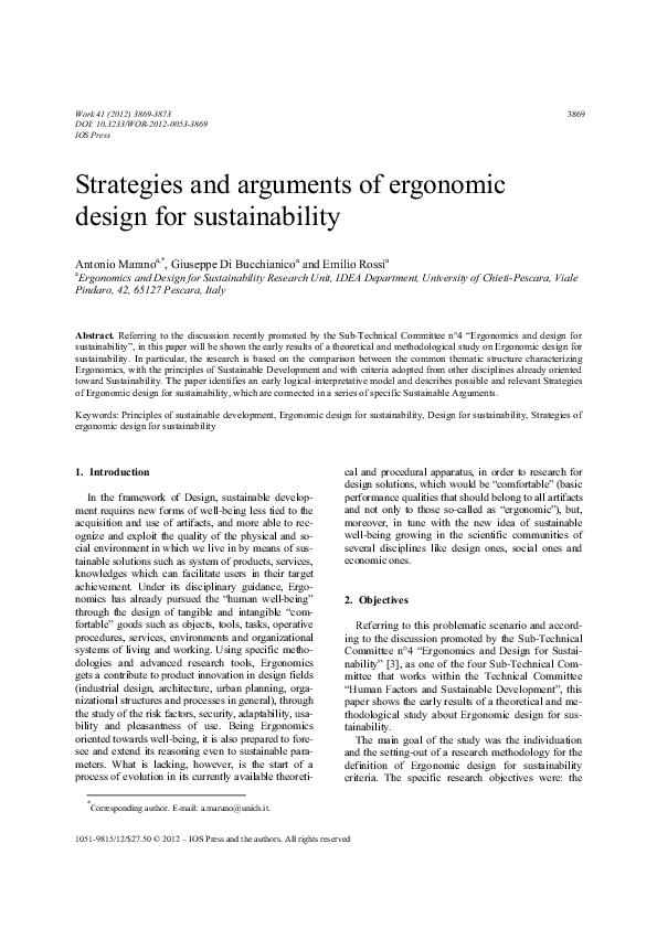 (PDF) Strategies and arguments of ergonomic design for sustainability | giuseppe di bucchianico ...