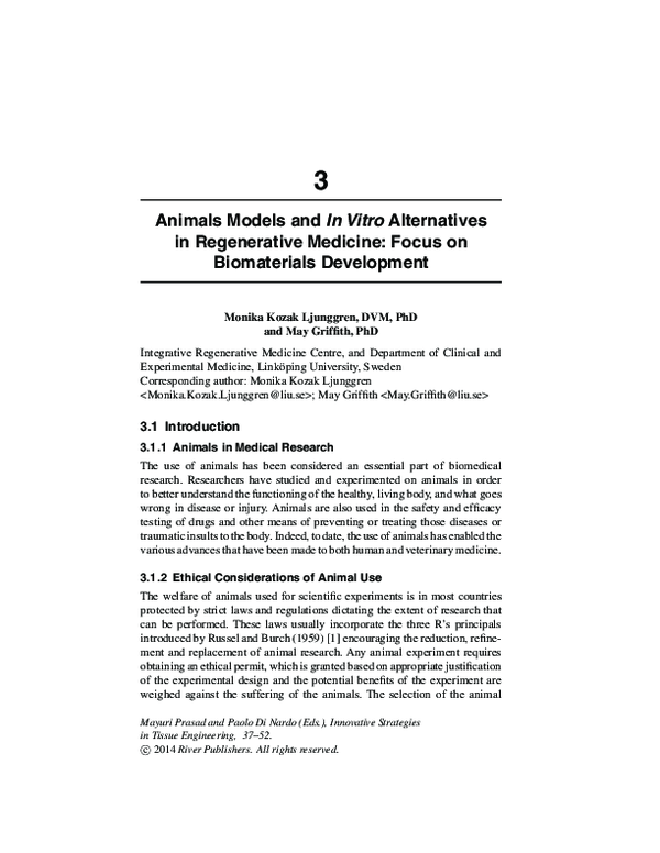 (PDF) Animal models ad in vitro alternatives in regenerative medicine ...