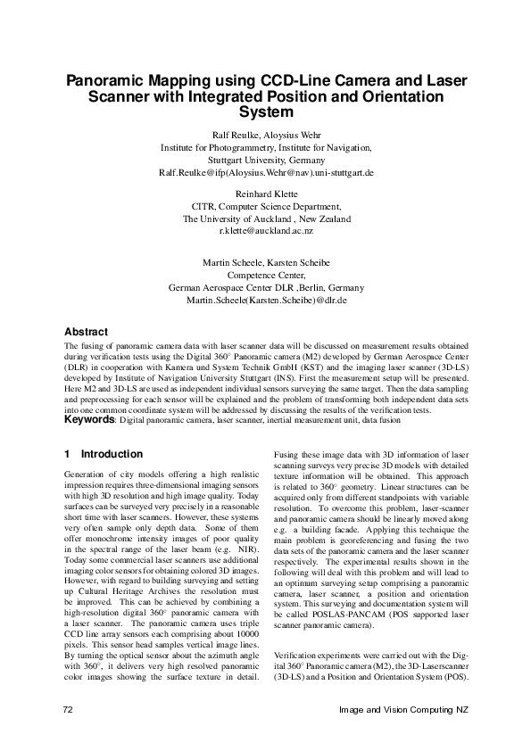 (PDF) Fusing Panoramic Camera and Laser Scanner Data