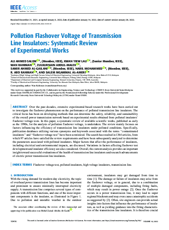 (PDF) Pollution Flashover Voltage of Transmission Line Insulators ...