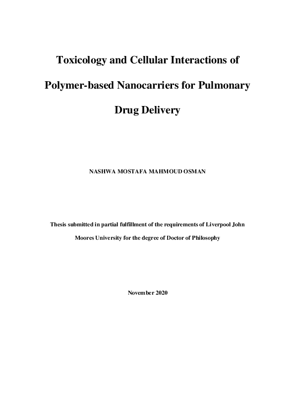 (PDF) Toxicology and Cellular Interactions of Polymer-based ...