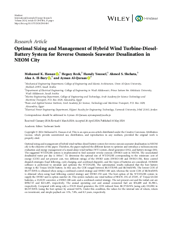 (PDF) Optimal Sizing and Management of Hybrid Wind Turbine-Diesel ...