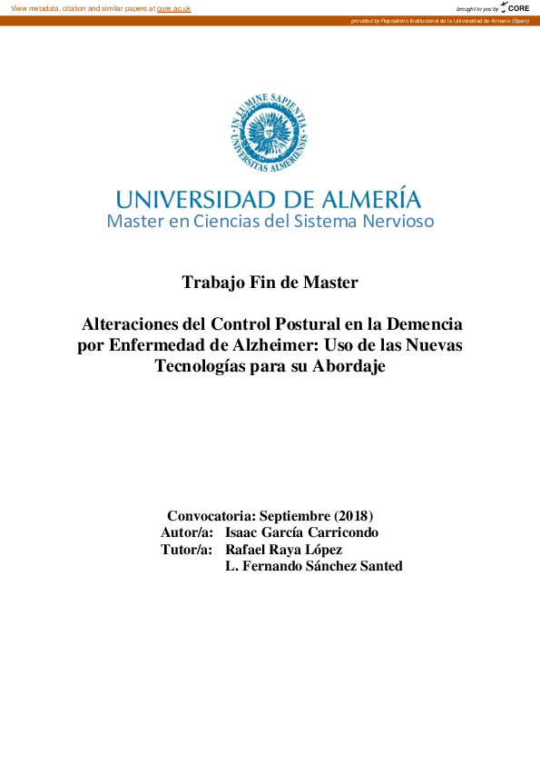 (PDF) Alteraciones del Control Postural en la Demencia por Enfermedad ...