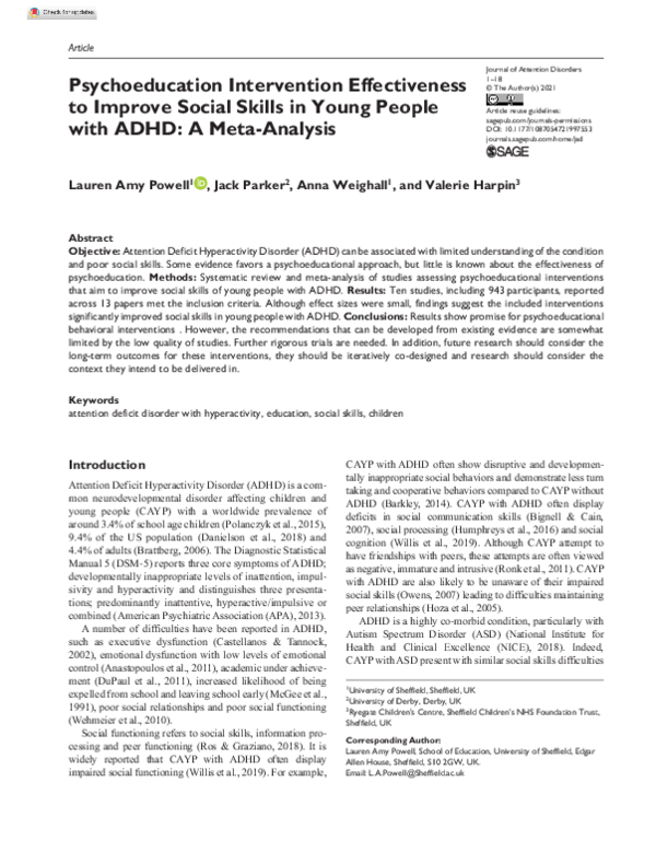 (PDF) Psychoeducation Intervention Effectiveness to Improve Social Skills in Young People with ...