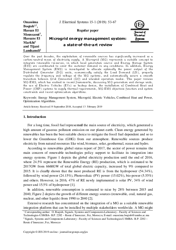 (PDF) Microgrid energy management system: a state-of-the-art review