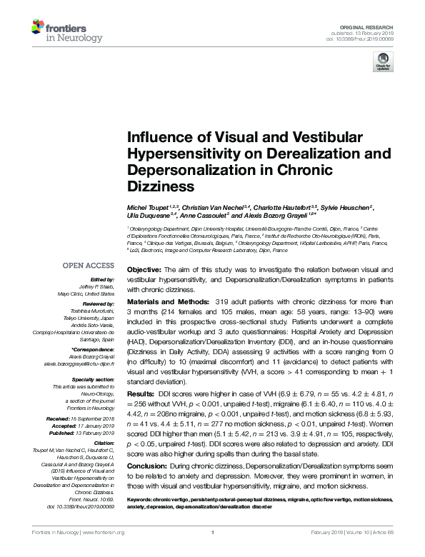 (PDF) Influence of Visual and Vestibular Hypersensitivity on ...