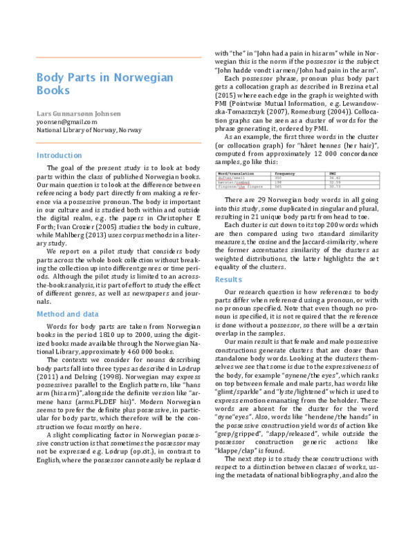 (PDF) Body parts in Norwegian books