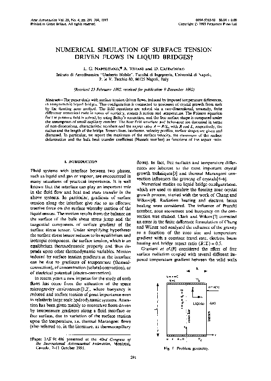 (PDF) Numerical simulation of surface tension driven flows in liquid bridges | gérard gouesbet ...