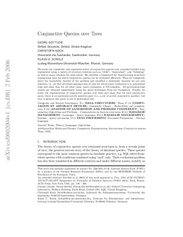 (PDF) Conjunctive queries over trees