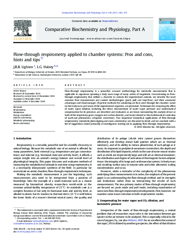 (PDF) Flow-through respirometry applied to chamber systems: Pros and ...