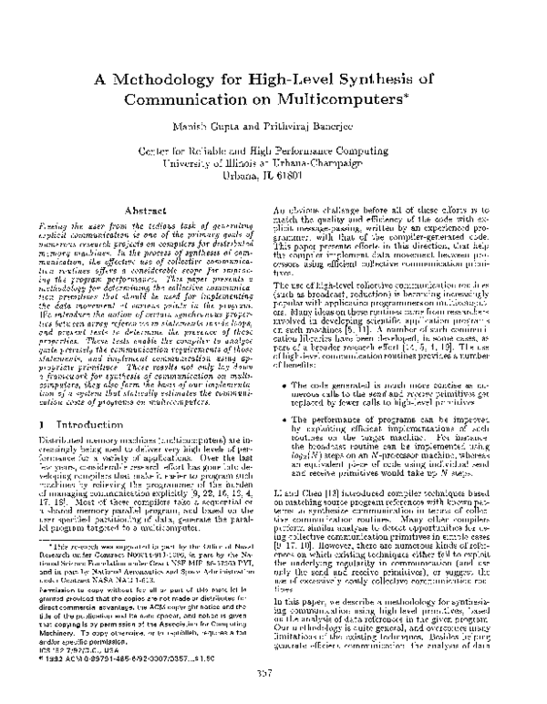 (PDF) A methodology for high-level synthesis of communication on multicomputers