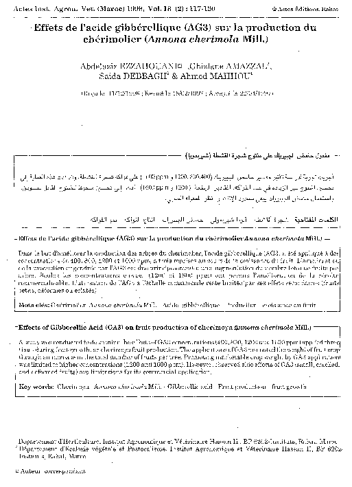(PDF) Effets de l'acide gibbérellique (AG3) sur la production du ...