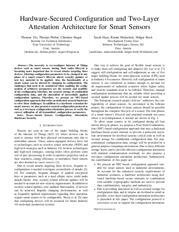 (PDF) Hardware-Secured Configuration and Two-Layer Attestation ...