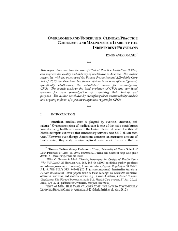(PDF) Overlooked and Underused: Clinical Practice Guidelines and ...
