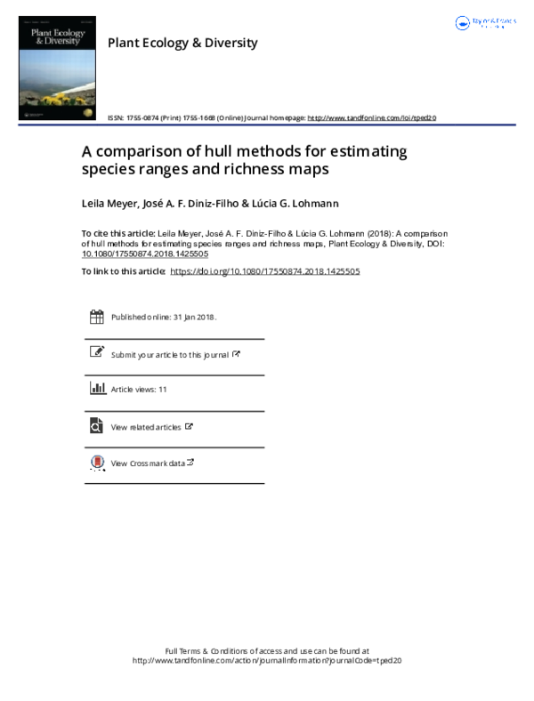 (PDF) A comparison of hull methods for estimating species ranges and ...