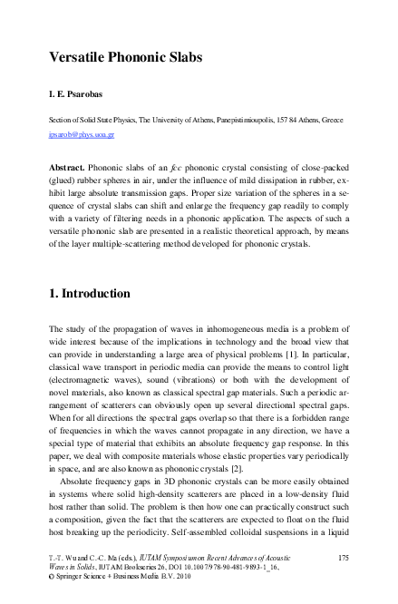 (PDF) Versatile Phononic Slabs