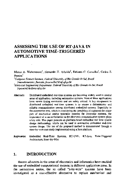 (PDF) Assessing the Use of RT-Java in Automotive Time-Triggered Applications