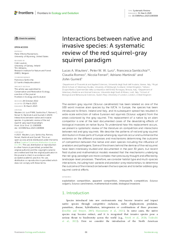 (PDF) Interactions between native and invasive species: A systematic review of the red squirrel ...