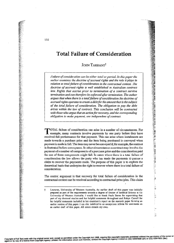 (PDF) Total Failure of Consideration