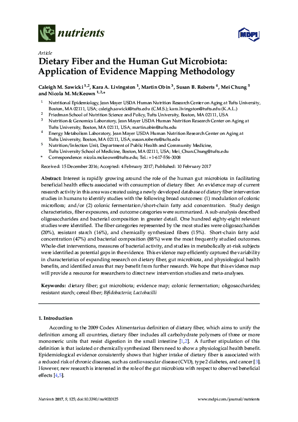 (PDF) Dietary Fiber and the Human Gut Microbiota: Application of ...