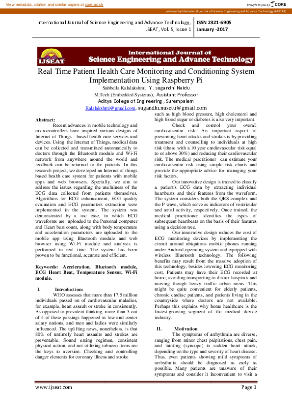 (PDF) Real-Time Patient Health Care Monitoring and Conditioning System Implementation Using ...