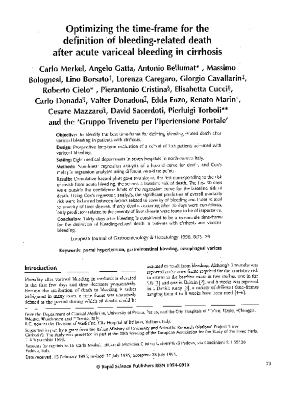 (PDF) Optimizing the time-frame for the definition of bleeding-related ...