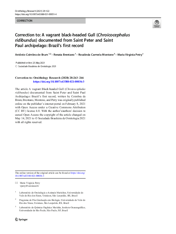 (PDF) Correction to: A vagrant black-headed Gull (Chroicocephalus ...