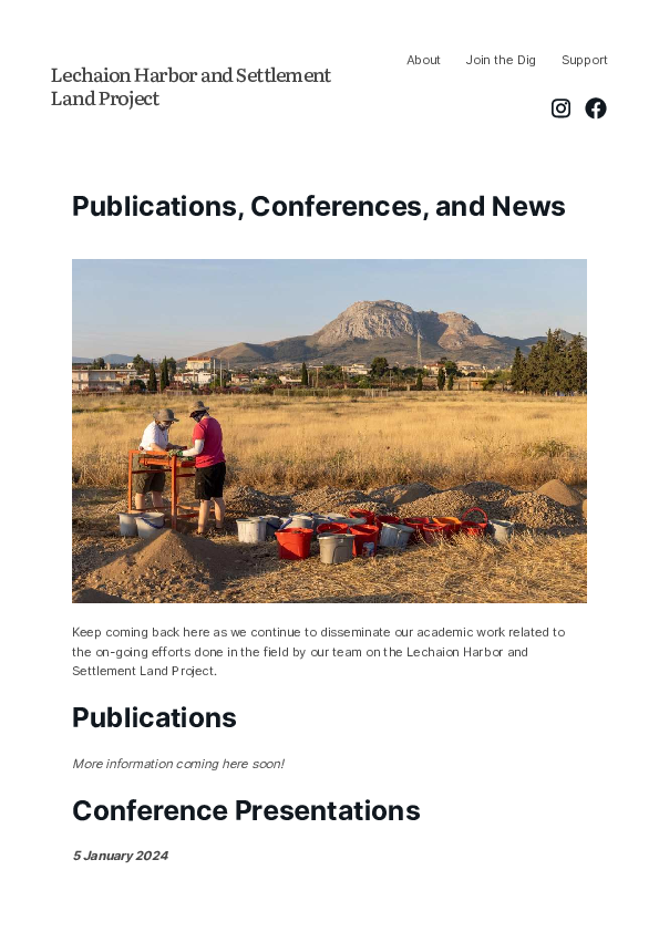 (PDF) The Lechaion Harbor and Settlement Land Project (Publications, Conferences and News)- Our ...