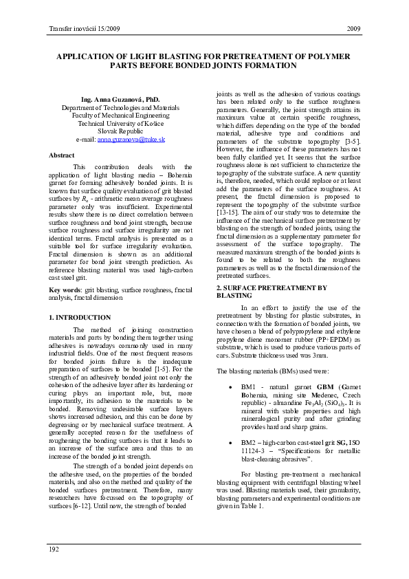 (PDF) Application of Light Blasting for Pretreatment of Polymer Parts ...