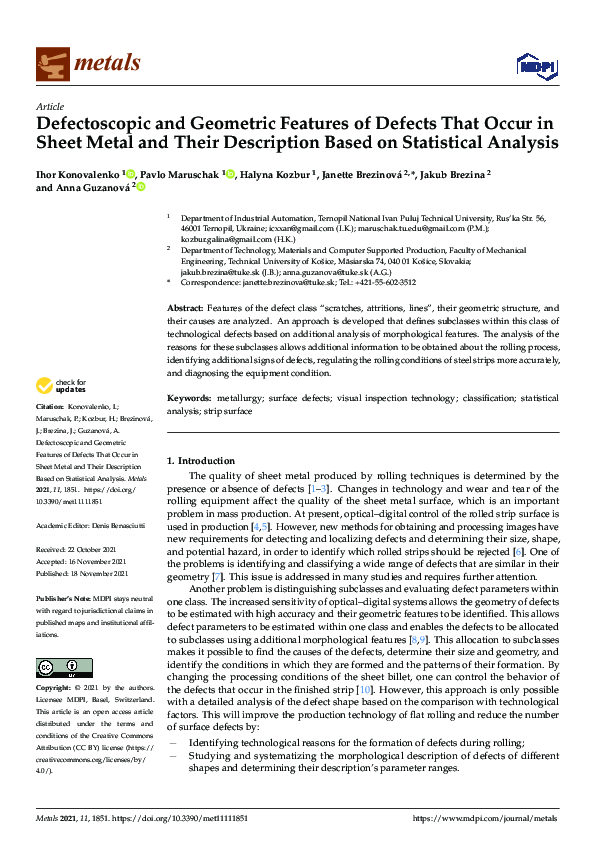 (PDF) Defectoscopic and Geometric Features of Defects That Occur in ...
