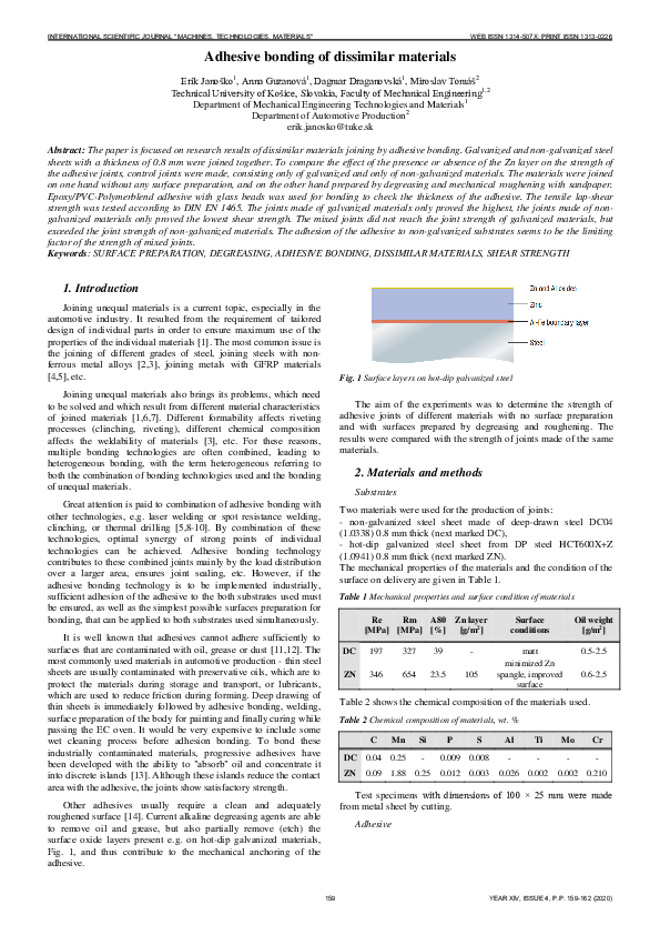 (PDF) Adhesive bonding of dissimilar materials