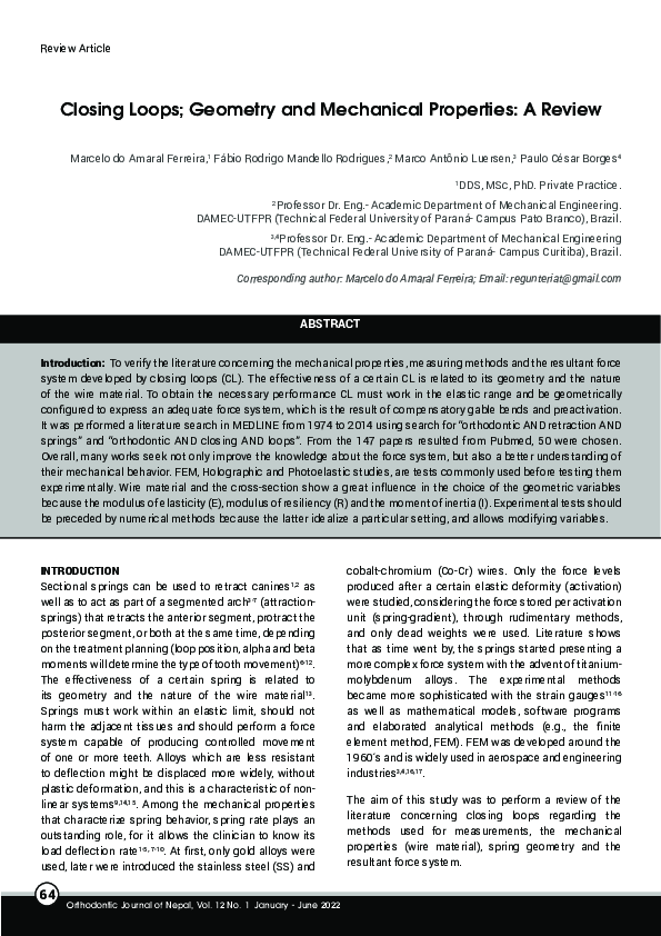 (PDF) Closing Loops; Geometry and Mechanical Properties: A Review