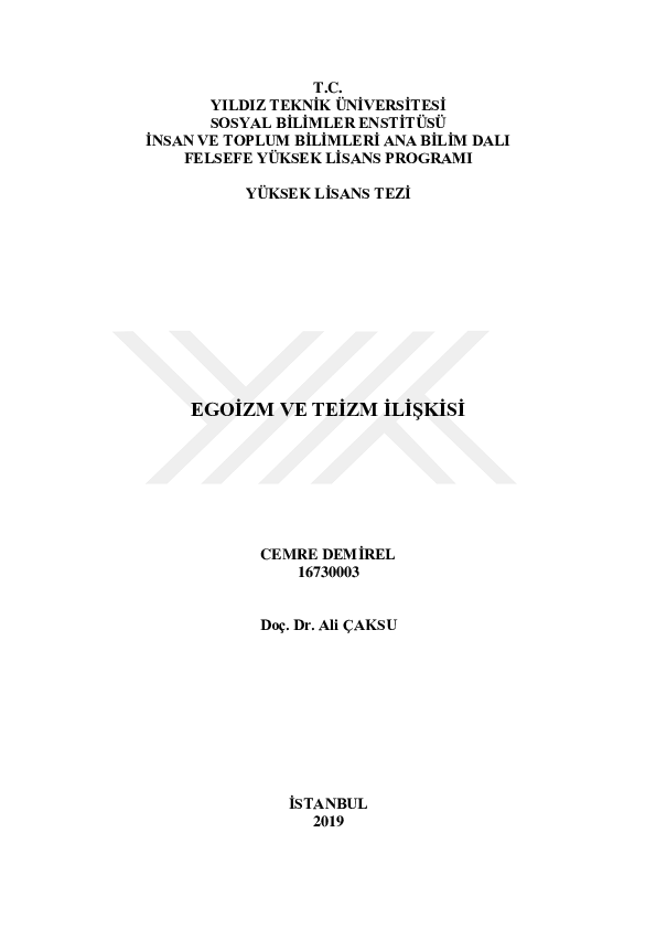 (PDF) Egoizm ve Teizm İlişkisi