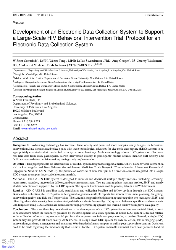 Development of an Electronic Data Collection System to Support a Large ...