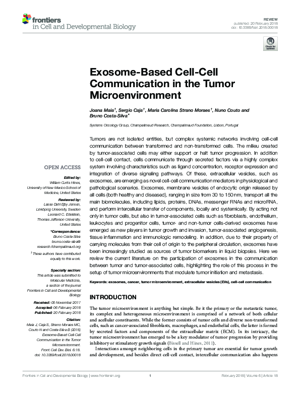 (PDF) Exosome-Based Cell-Cell Communication in the Tumor ...