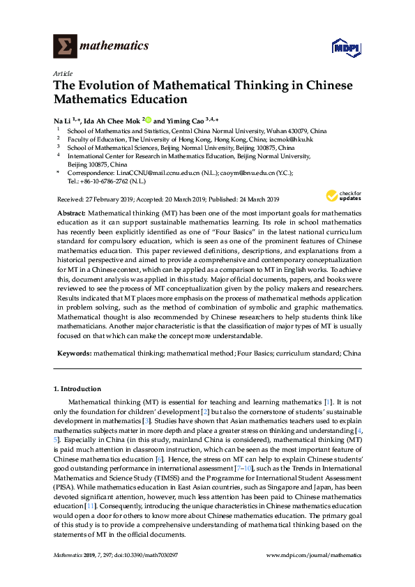 (PDF) The Evolution of Mathematical Thinking in Chinese Mathematics ...