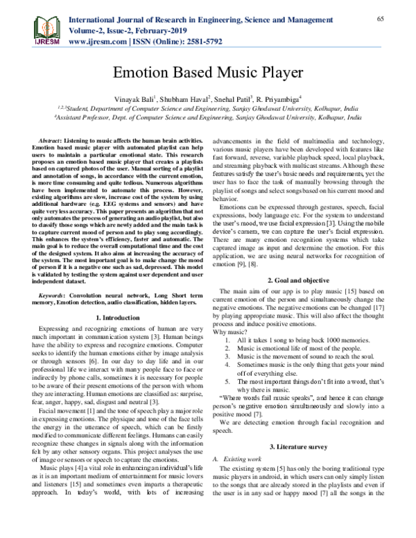 (PDF) Emotion Based Music Player﻿