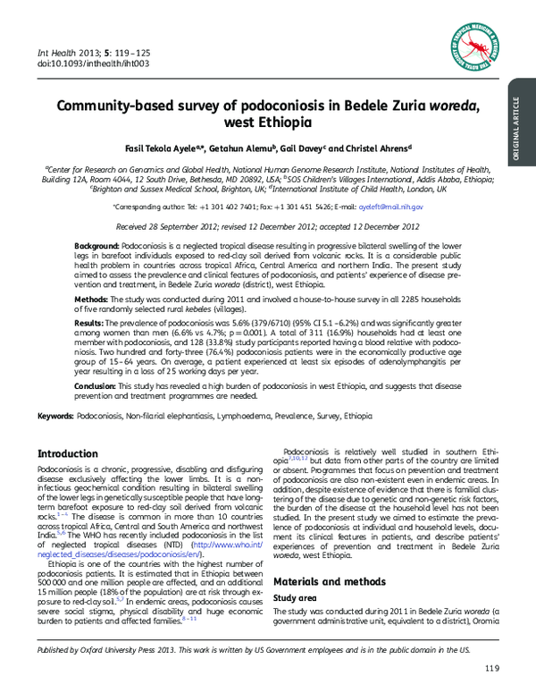 (PDF) Community-based survey of podoconiosis in Bedele Zuria woreda ...