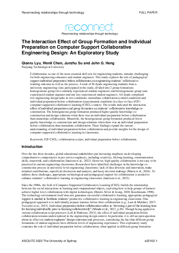 (PDF) The Interaction Effect of Group Formation and Individual Preparation on Computer Support ...