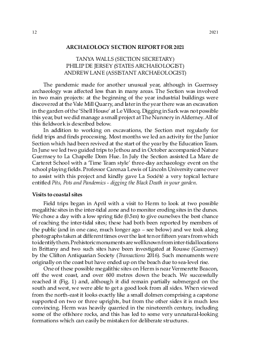 (PDF) Archaeology Section Report for 2021