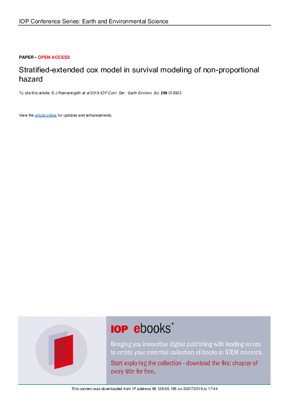 (PDF) Stratified-Extended Cox Model for Survival Analysis