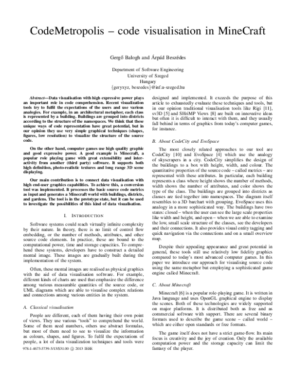 (PDF) CodeMetropolis - code visualisation in MineCraft